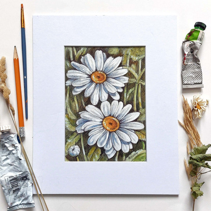 DAY 11 - Daisies- Original Daily Draw to Paint – SoloWorkStudio