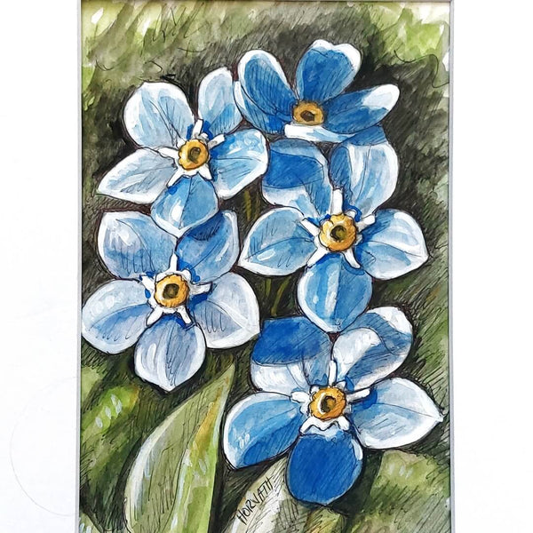DAY 31 - Forget-Me-Nots - Original Daily Draw to Paint – SoloWorkStudio