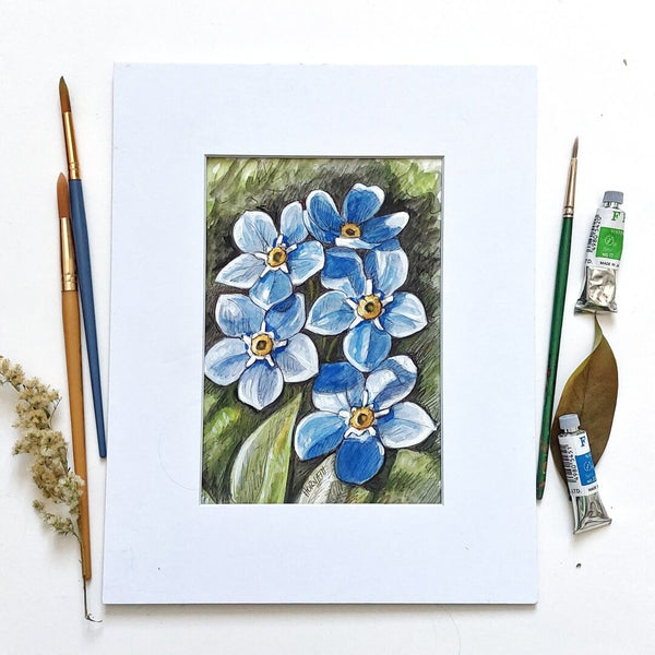 DAY 31 - Forget-Me-Nots - Original Daily Draw to Paint – SoloWorkStudio