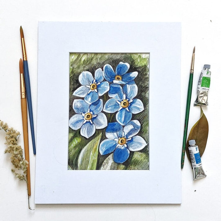 DAY 31 - Forget-Me-Nots - Original Daily Draw to Paint – SoloWorkStudio