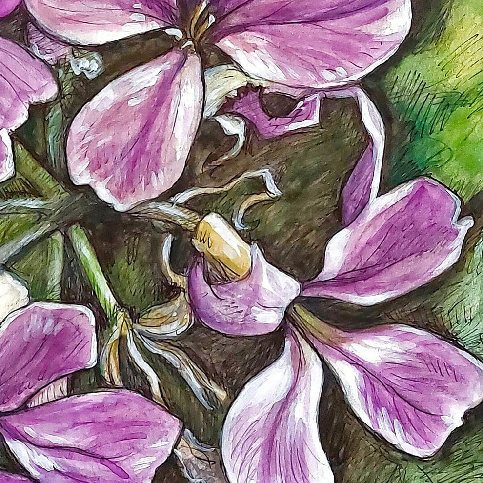 DAY 4 - Purple Petals - Original Daily Draw to Paint – SoloWorkStudio