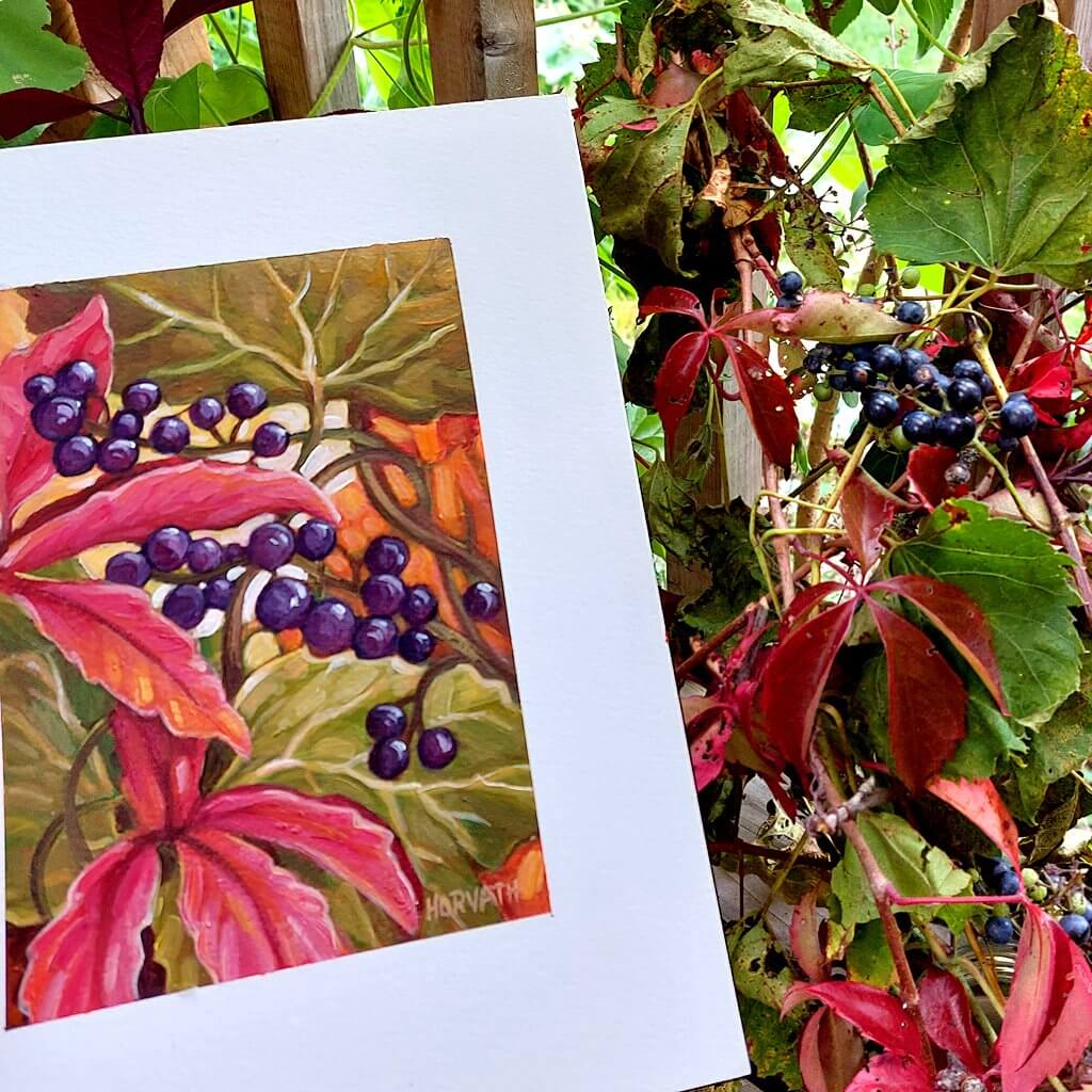 DAY 24 -Wild Grapes Original Painting - Autumn Art Journal – SoloWorkStudio