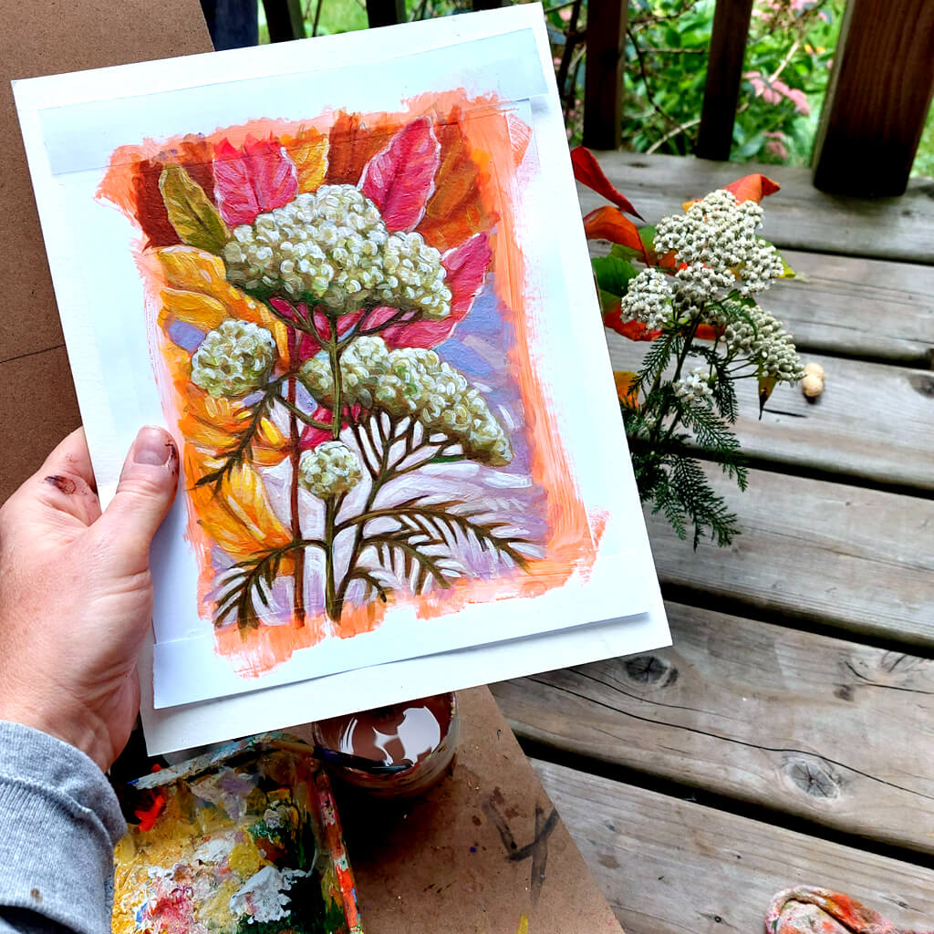 DAY 18 - Yarrow Original Painting - Autumn Art Journal – SoloWorkStudio