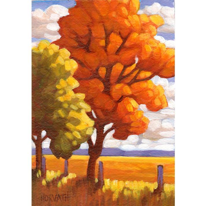 Back Road Tree Colors, Petite Paper Landscape Original Painting ...