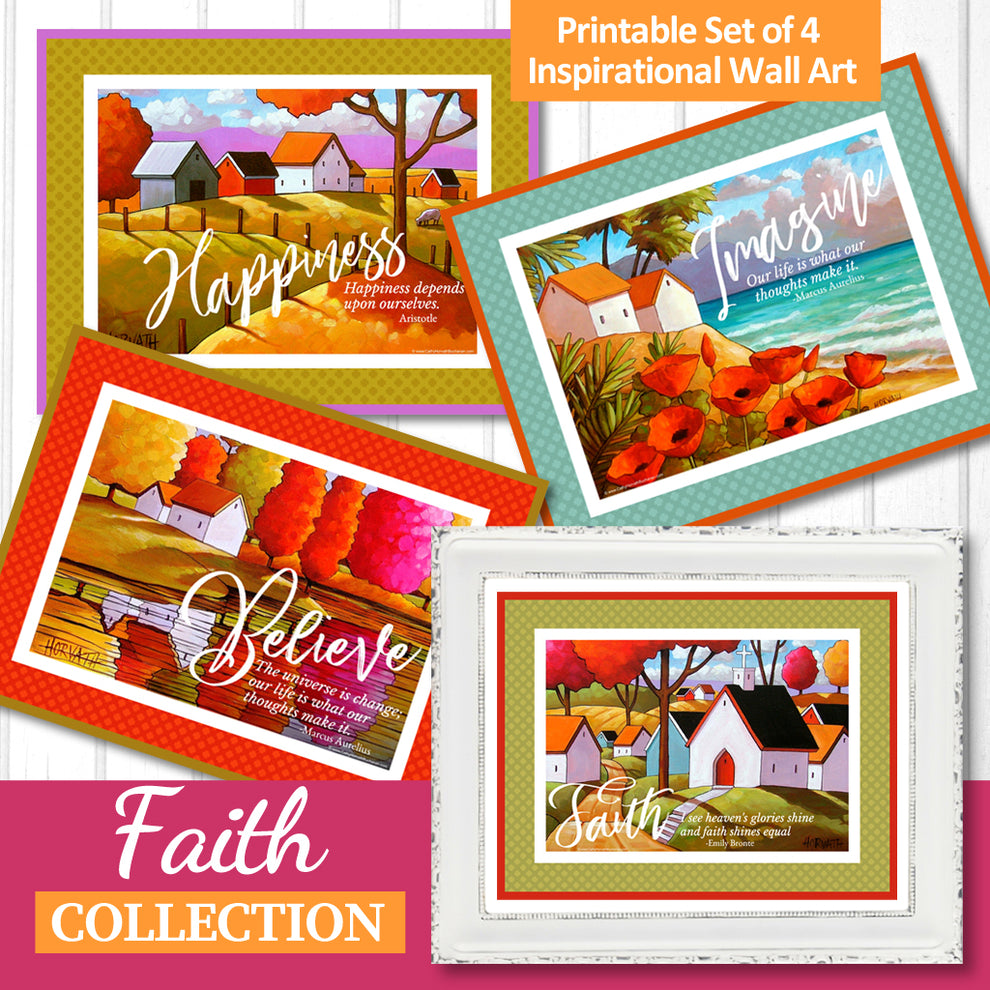 Faith Set of 4 Collection Inspirational Quote Wall Art Printable Downl ...