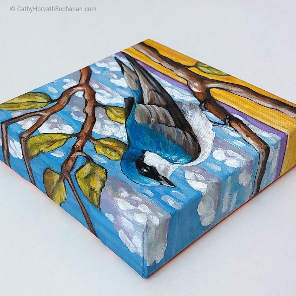 Tree Swallow Field, Flights of Fancy, Original Painting 6x6 ...