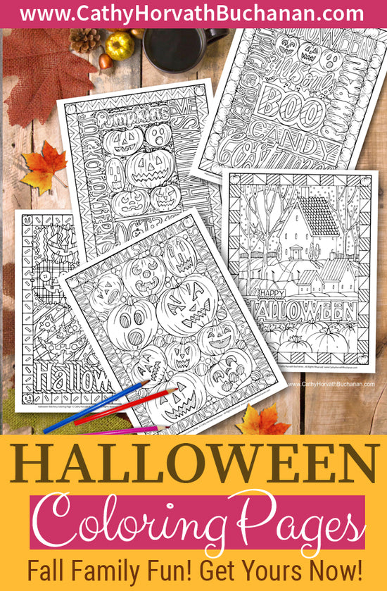 Halloween Coloring 5 Page Coloring Book, PDF Download Printable ...