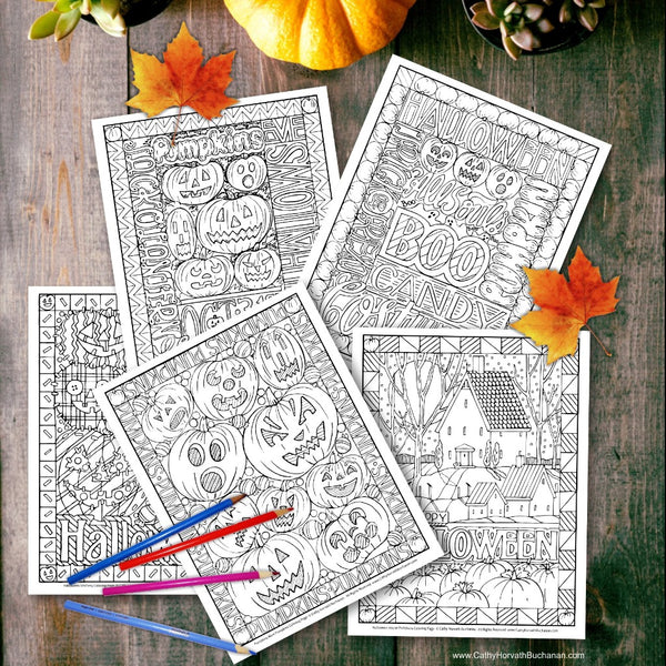 Halloween Coloring 5 Page Coloring Book, PDF Download Printable ...