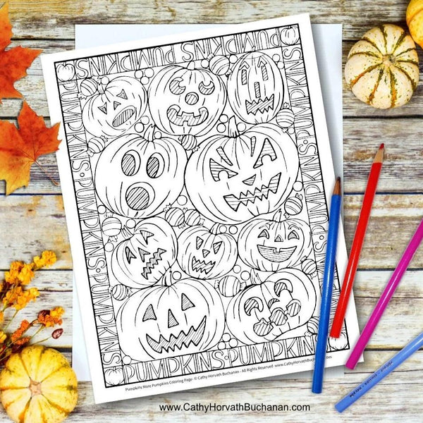 Halloween Pumpkins Jack O Lantern Coloring Page, PDF Download ...