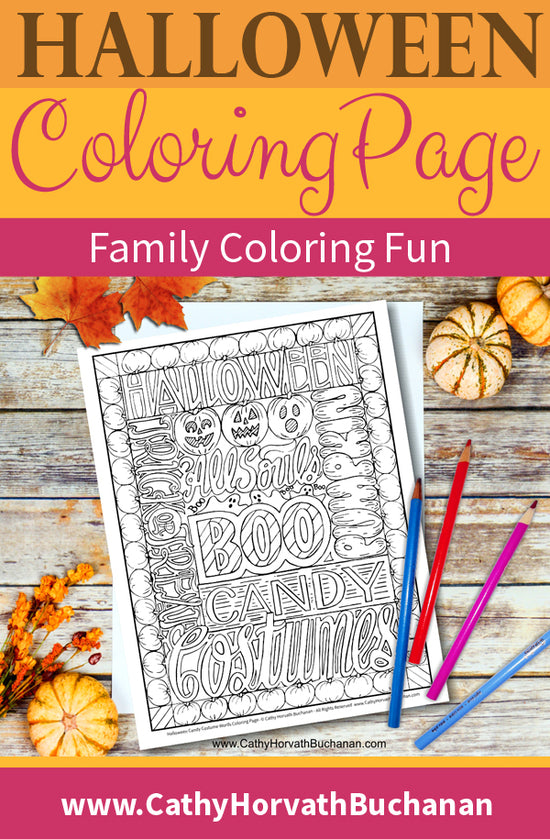 Halloween Art Words Coloring Page, PDF Download Printable – SoloWorkStudio
