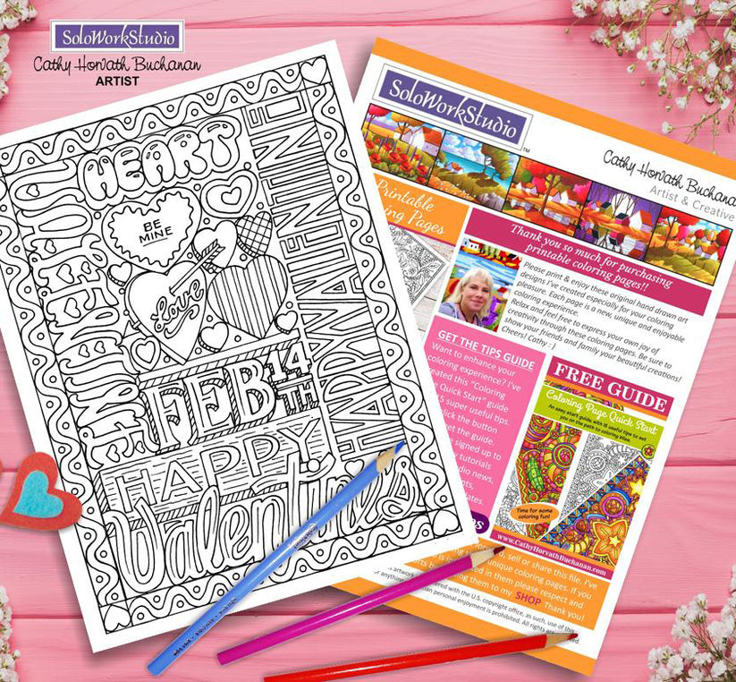 Valentine Feb 14th Coloring Page PDF as an Instant Download Printable ...