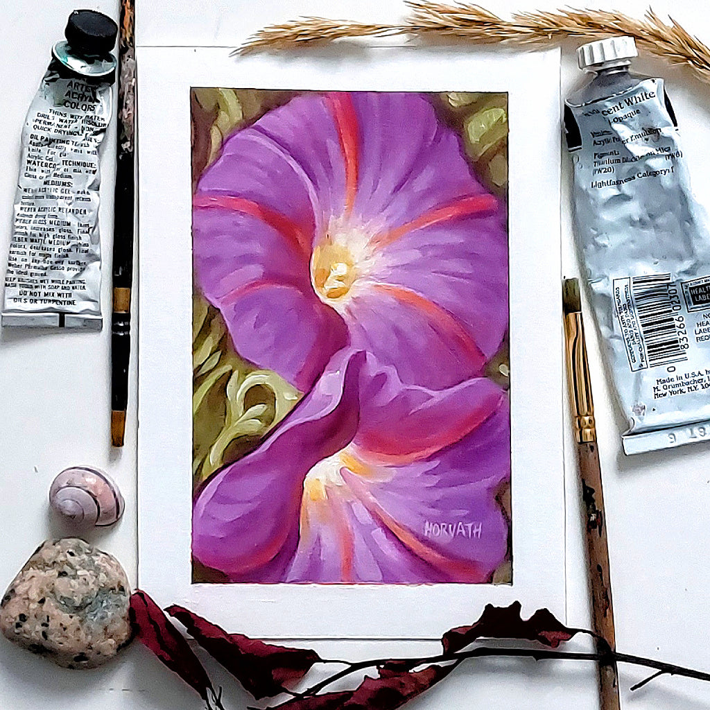 DAY 27 - Morning Glories Original Painting a Day – SoloWorkStudio