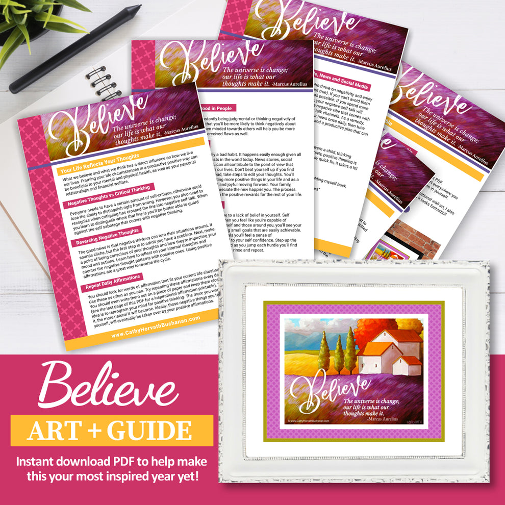 Believe, Inspirational Quote Wall Art Printable with Guide, PDF Instan ...