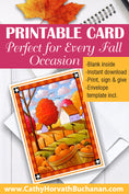 Printable Fall Crow Pumpkins Card kit, PDF Instant Download ...