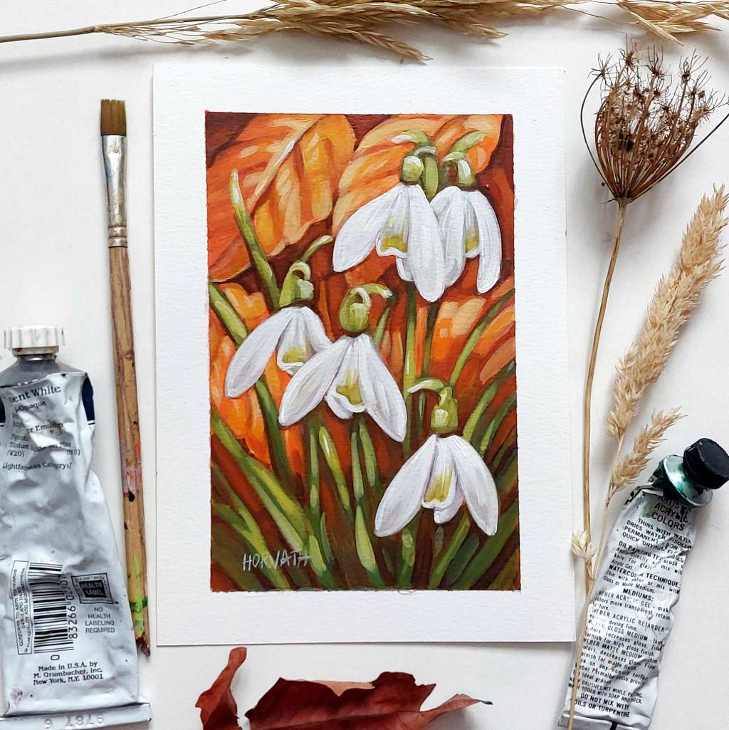 DAY 10 - Snow Drops Original Painting a Day – SoloWorkStudio