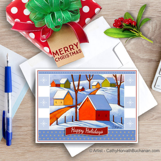 Snowy Hills, Christmas Printable Card Kit, PDF Instant Download ...