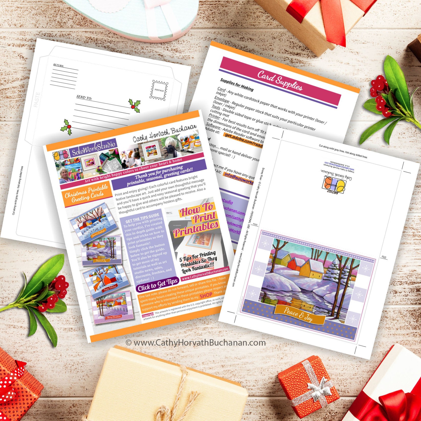 Snowy River, Christmas Printable Card Kit, PDF Instant Download ...